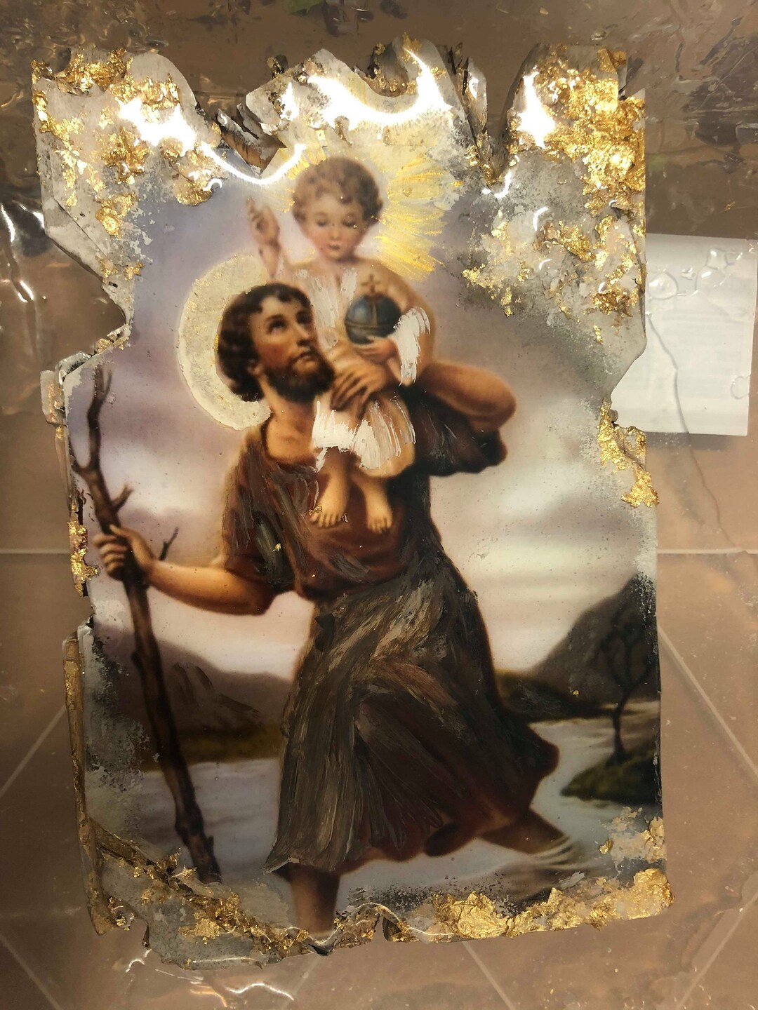 Religious Icons Saint Christopher Art Handmade 1 off Piece Orthodox ...