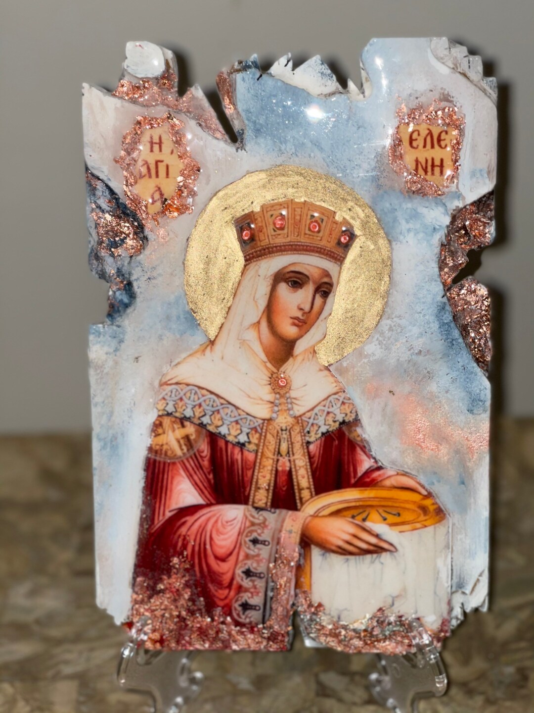Religious Icons Saint Eleni Art Handmade 1 off Piece Orthodox Catholic ...