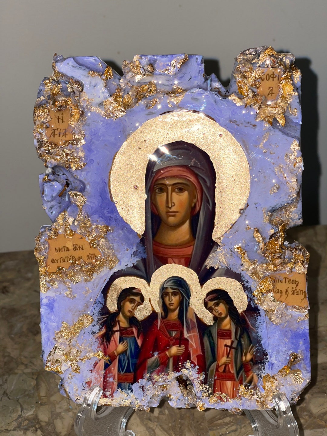 Religious Icon Saint Sophia Icon Art Handmade 1 off Piece Xsmall Gift ...