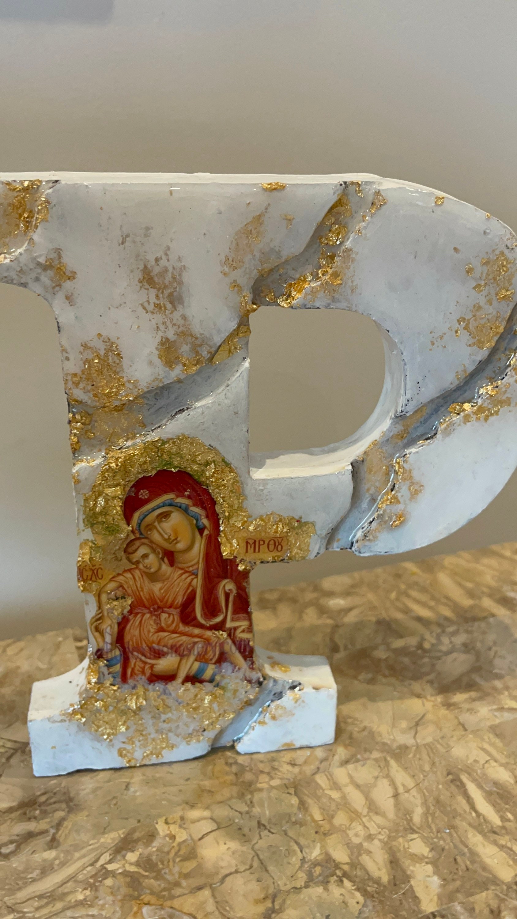 Mother Mary Letter Art P Religious Icon Custom Letter Resin Catholic ...