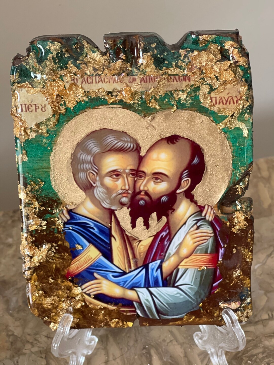 Religious Icon Saint Petros & Pavlos ( Peter Paul) Icon Art Handmade 1 ...