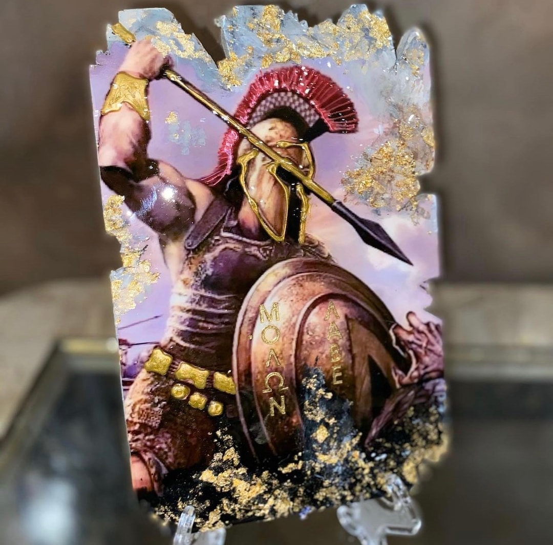 Leonidas Greek God Mythology Icon Art Handmade 1 off Piece Spartan ...