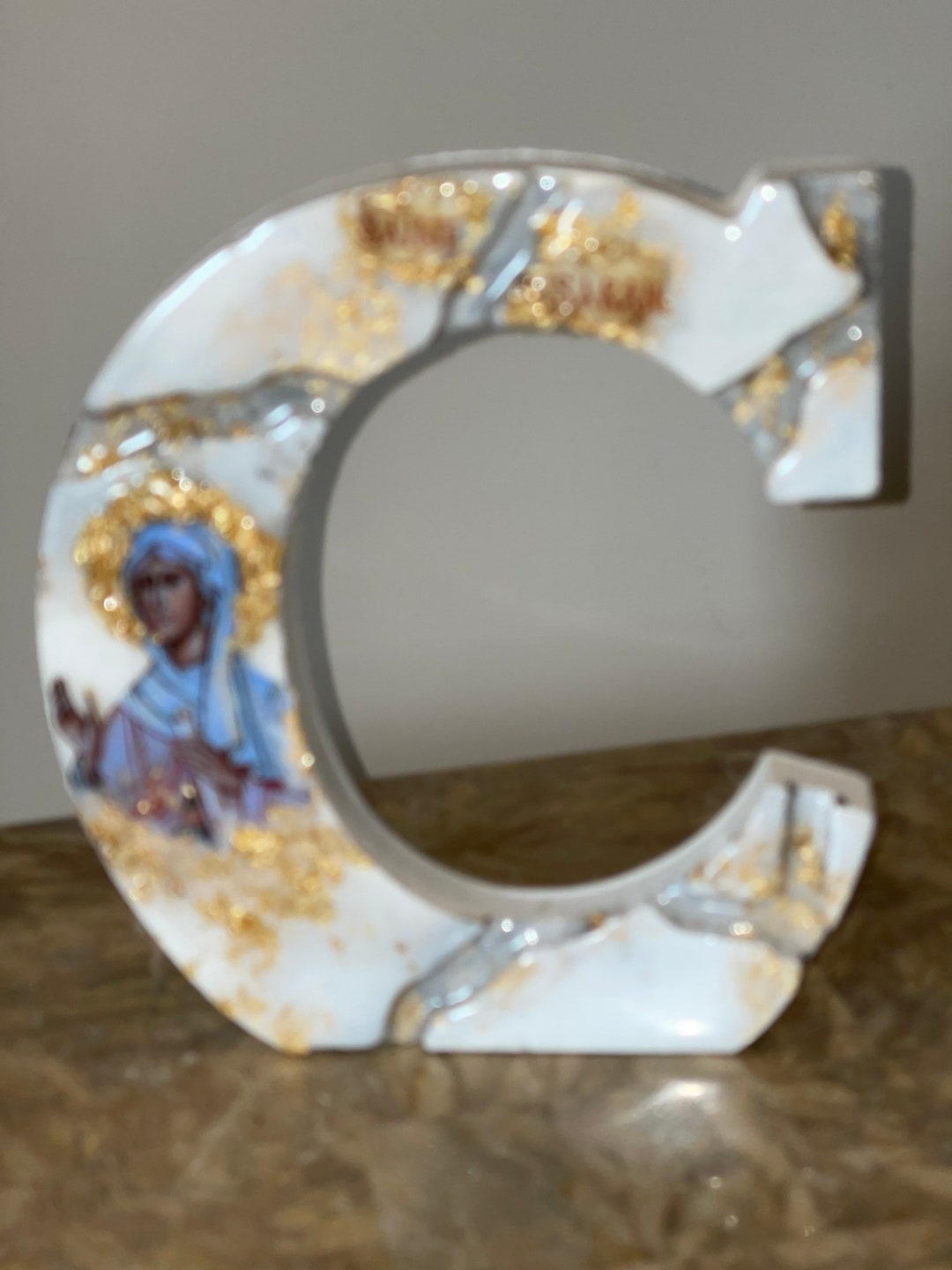 Saint Sarah Letter Art C Religious Icon Custom Letter and Saint Resin ...