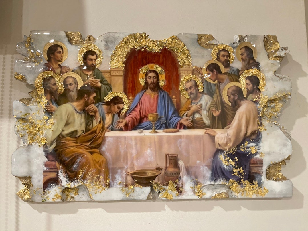 Large Religious Icon the Last Supper Jesus Christ Icon Art Handmade 1 ...