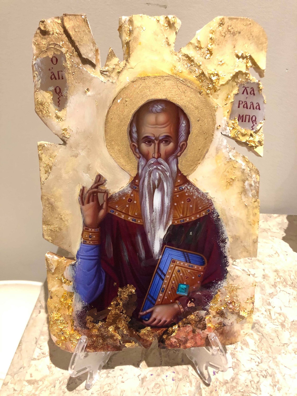 Religious icons Saint Haralambos xaralambos icon art handmade | Etsy