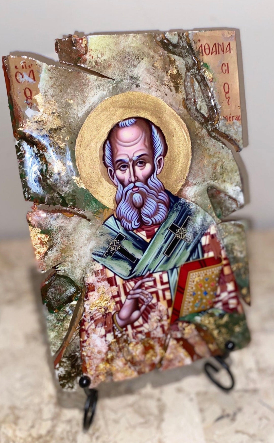 3d Religious Icons Saint Athanasios Icon Art Handmade 1 off Piece ...