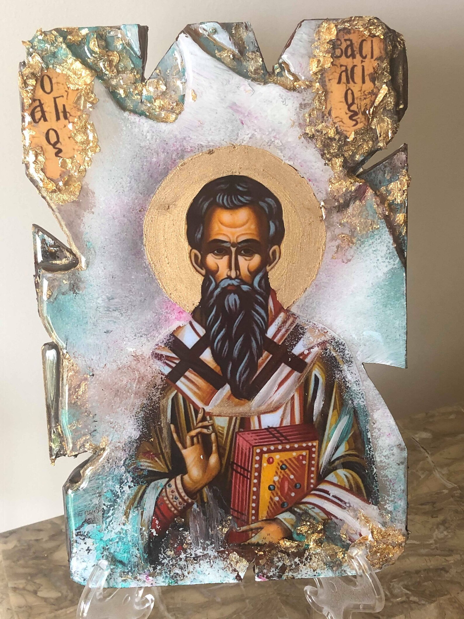 Religious icons Saint Basil Vasilios Basilios art handmade 1 | Etsy