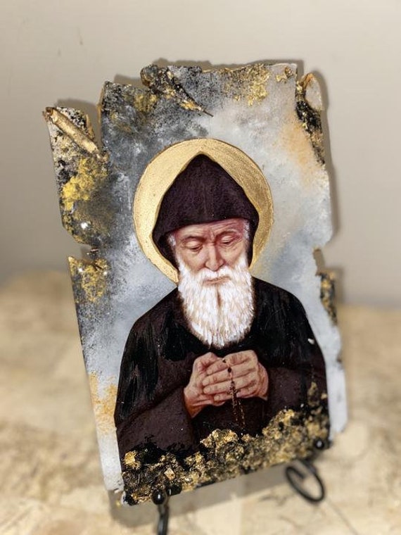 Huge Religious Icons Saint Charbel Art Handmade 1 off Piece - Etsy