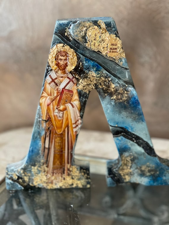 Saint Leonidas Greek Letter L Art Creligious Icon Custom - Etsy