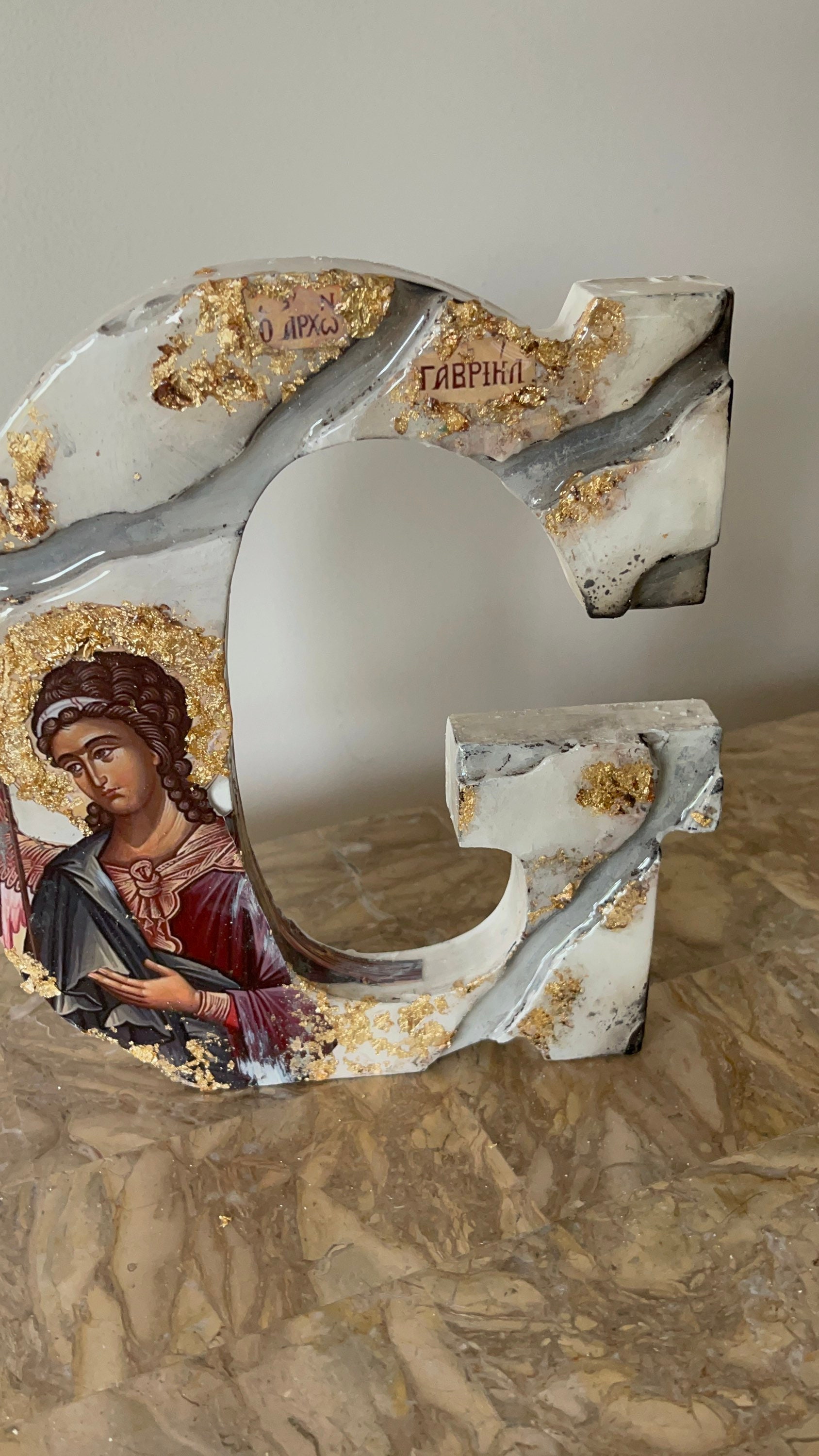 Saint Archangel Gabriel Letter G Art Religious Icon Custom - Etsy