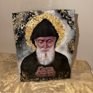 Religious Icons Saint Charbel Art Handmade 1 off Piece Orthodox ...