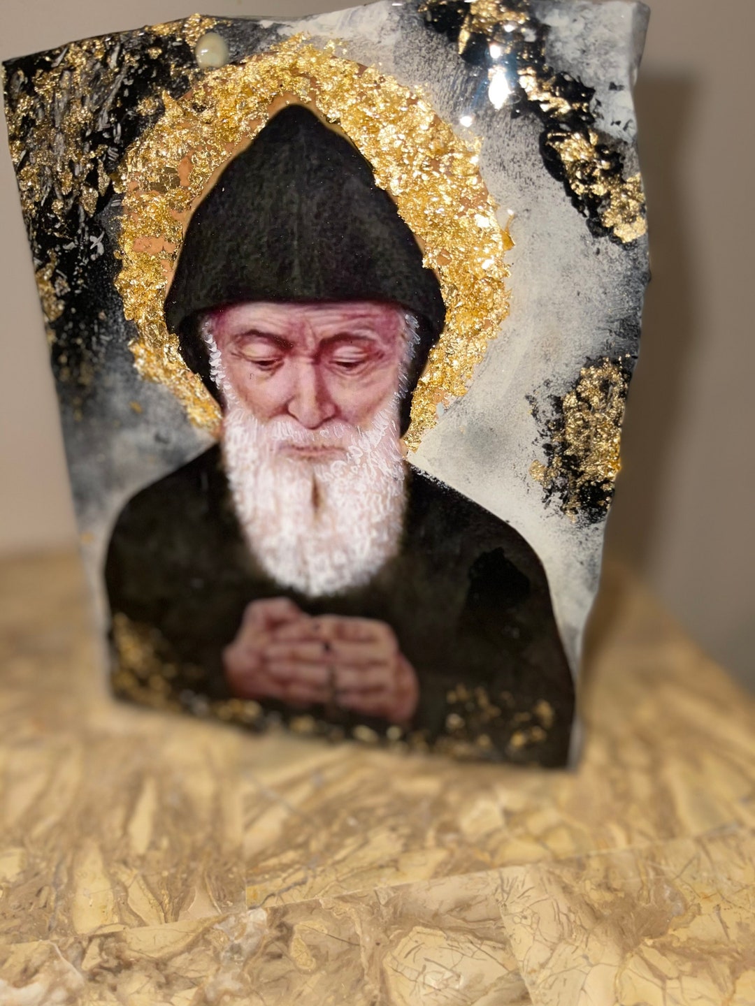 Religious Icons Saint Charbel Art Handmade 1 off Piece Orthodox ...