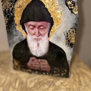 Religious Icons Saint Charbel Art Handmade 1 off Piece Orthodox ...