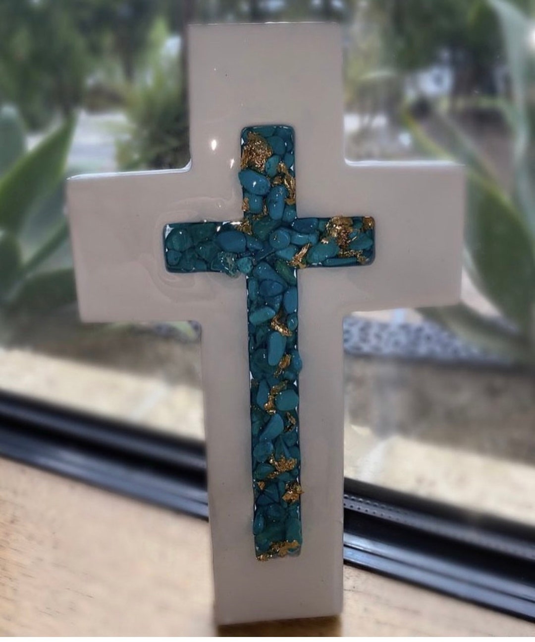Wooden Handmade Resin Crucifix Cross Religious Gemstones Christening ...