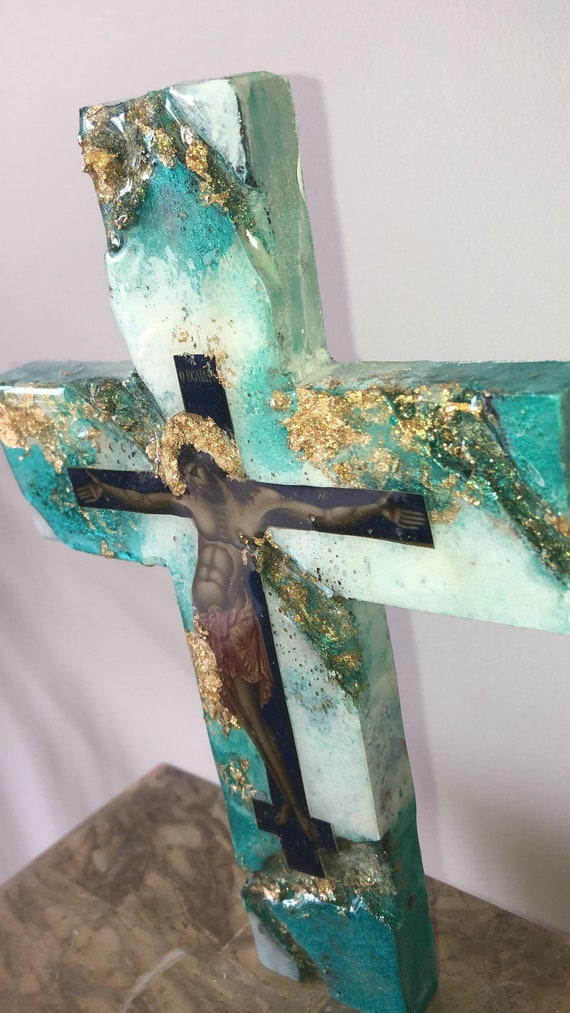 Hand Painted Cross With Stand Hand Painted Orthodox Christian Cross