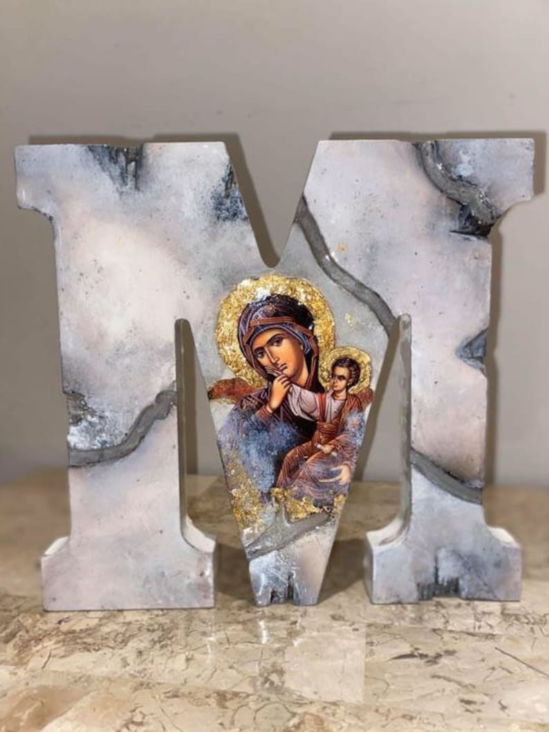 Religious Icon Letter Art Custom Letter and Saint Nativity | Etsy