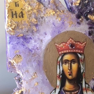 Religious Icons Saint Alice Aliki Art Handmade With Amethyst Natural ...