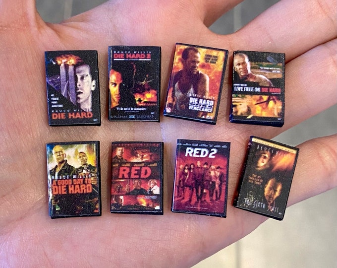 Miniature Dollhouse SET OF 8 Dvd TV Living Room Entertainment Movie 1: ...