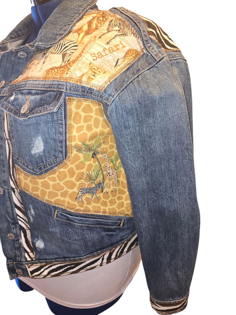 Upcycled Safari Theme Denim Jacket - Etsy