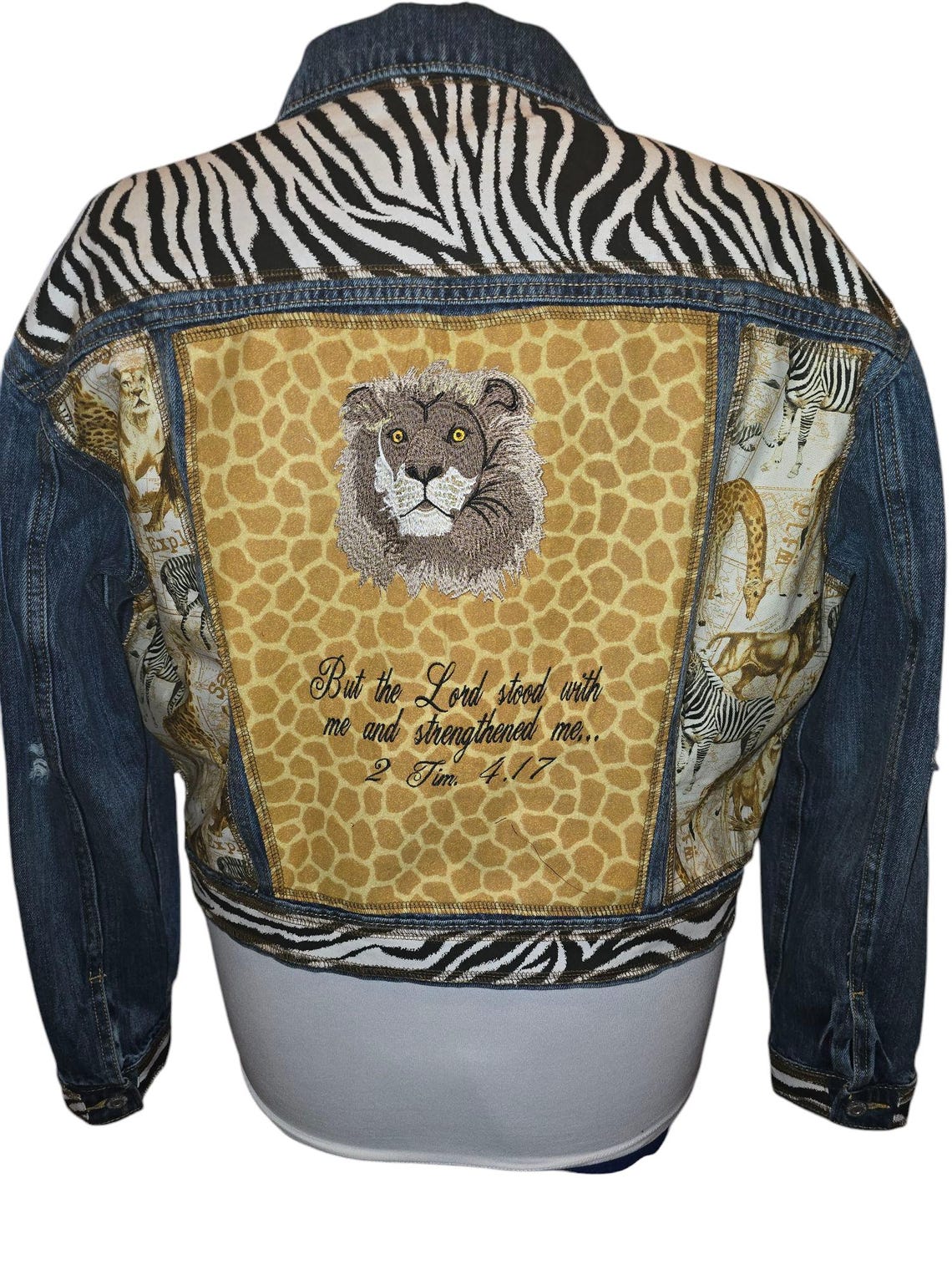 Upcycled Safari Theme Denim Jacket - Etsy