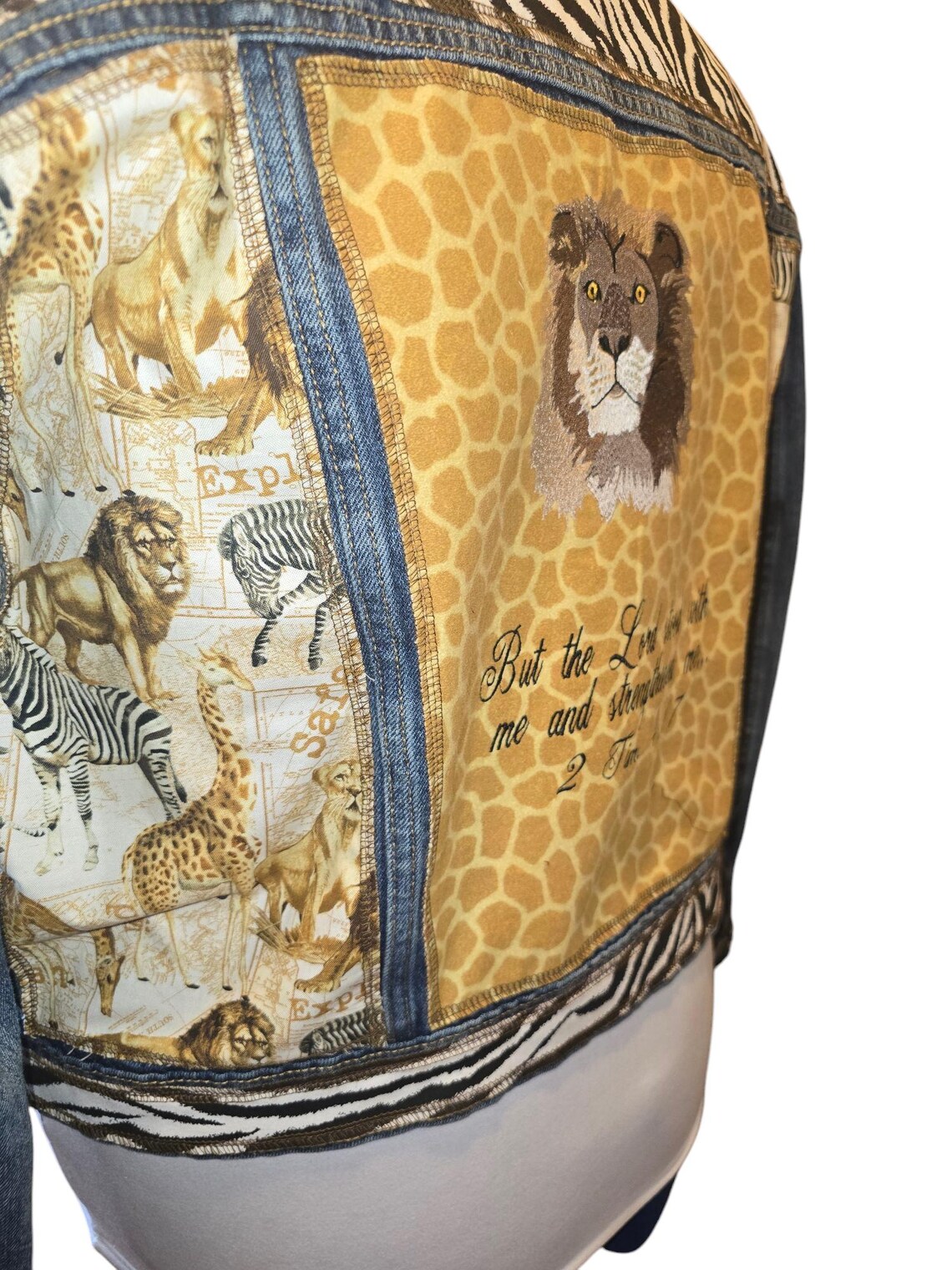 Upcycled Safari Theme Denim Jacket - Etsy