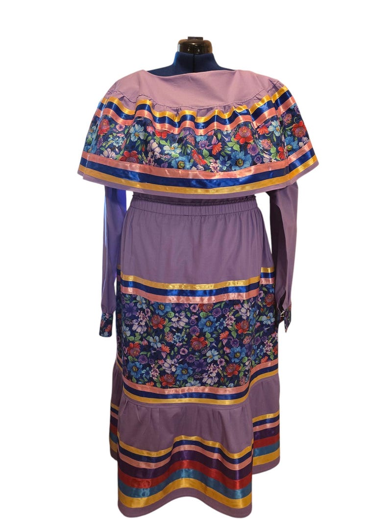 Native American Ribbon Skirt and Ruffle Blouse, Lavender in the Spring ...