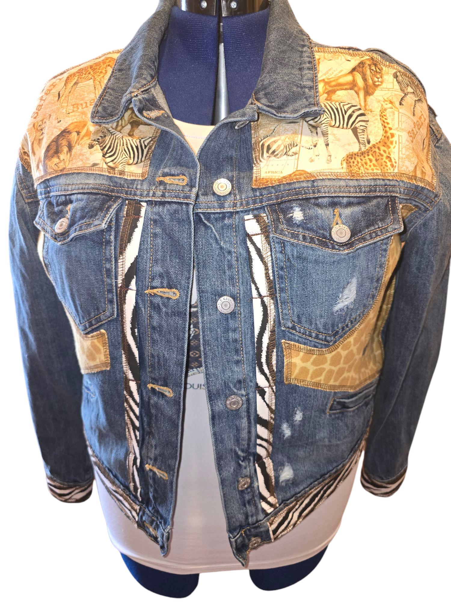 Upcycled Safari Theme Denim Jacket - Etsy