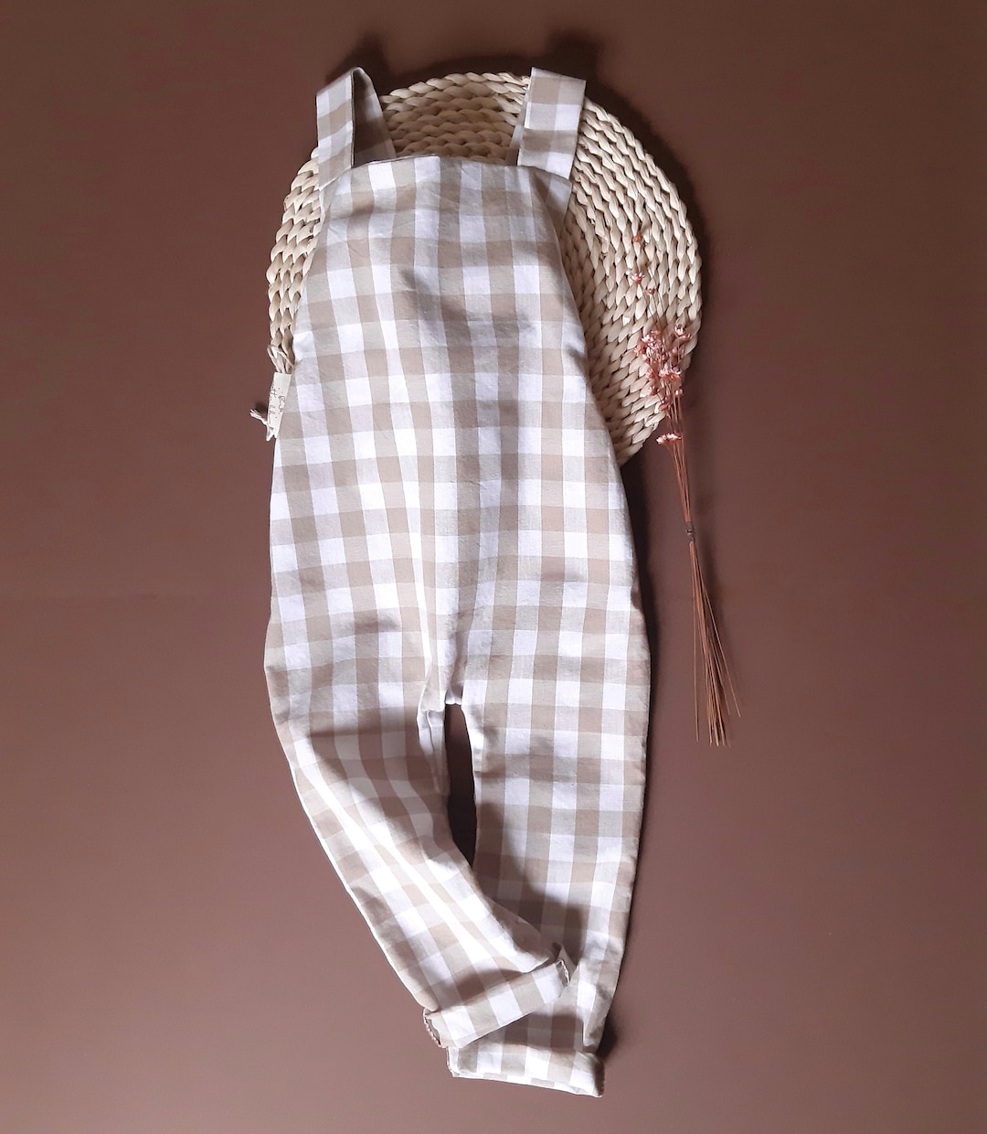 Plaid Dungarees, Unisex Dungarees, Boy Overalls, Romper, Knotted ...