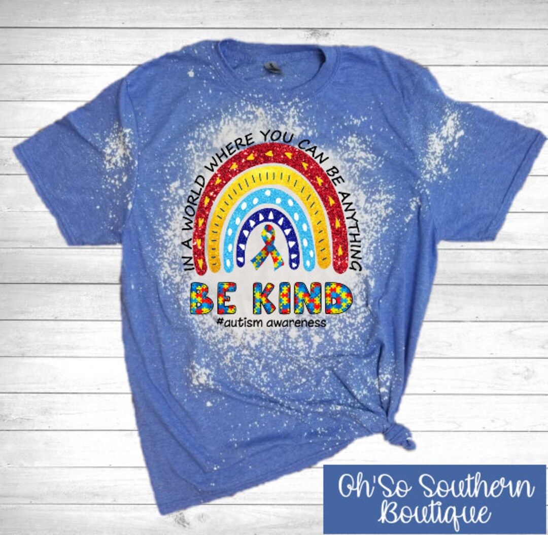 Be Kind Autism Awareness Bleached Shirt, Autism Awareness Tee, Autism ...