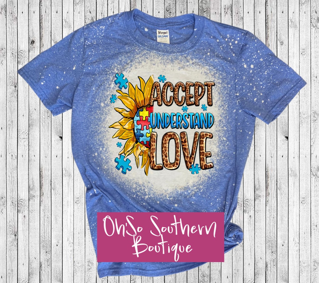 Autism Sunflower Bleached Shirt, Autism Awareness Tee, Sunflower ...