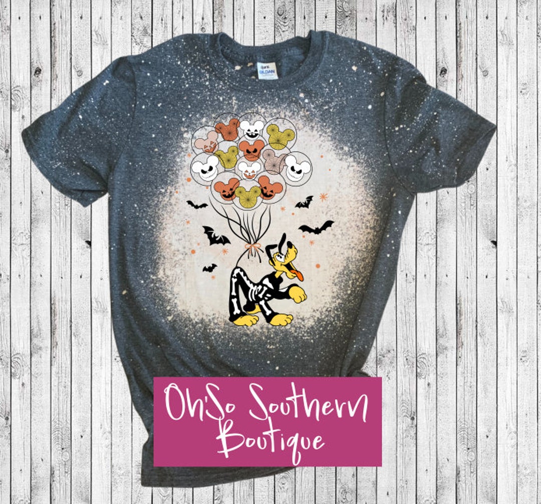 Pluto Skeleton Balloons Bleached Shirt - Etsy