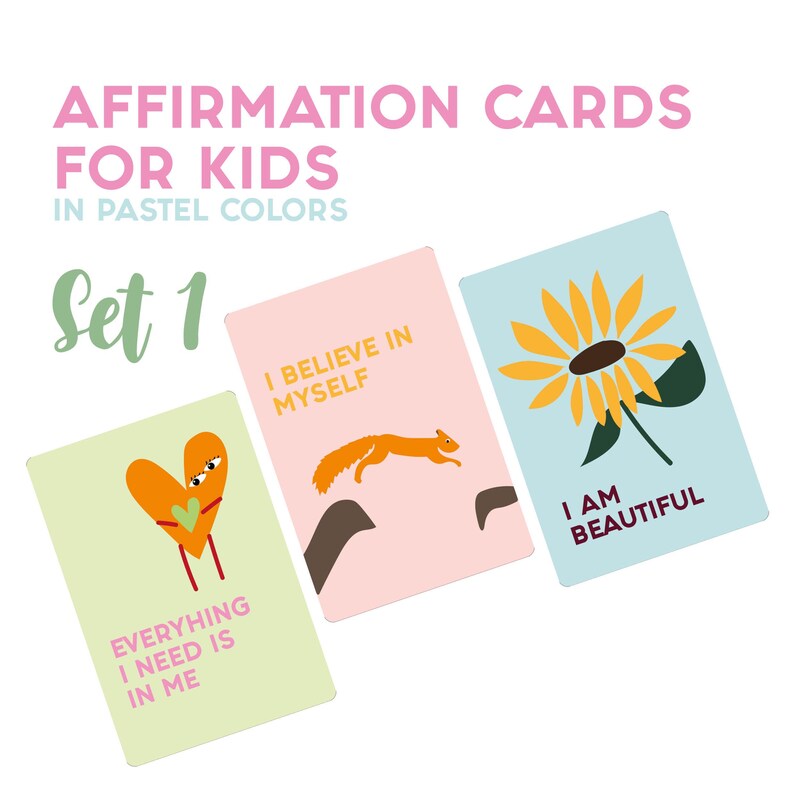 16 Affirmation Cards for Children in Sweet Pastel Colors to Download ...