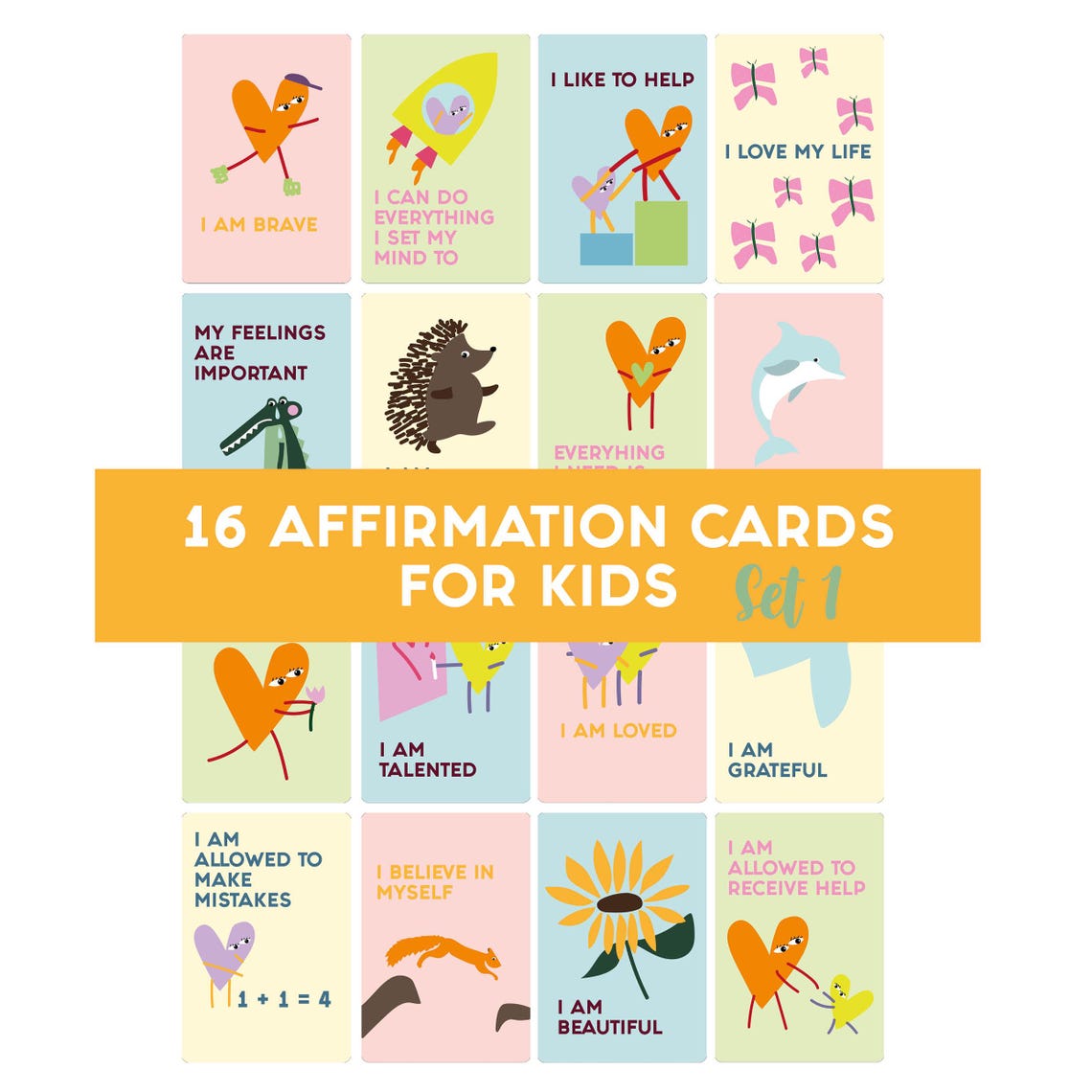 16 Affirmation Cards for Children in Sweet Pastel Colors to Download ...