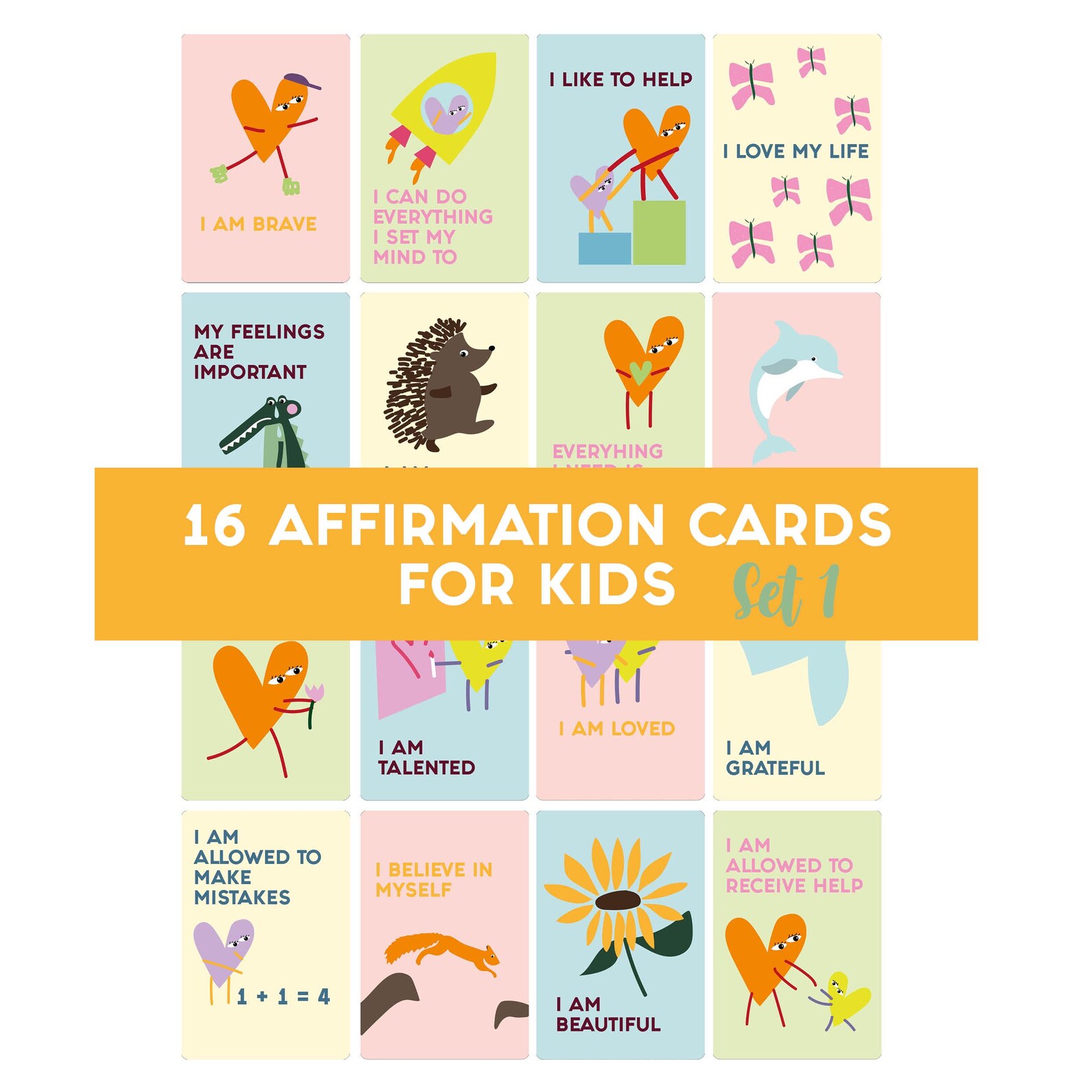16 Affirmation Cards for Children in Sweet Pastel Colors to Download ...