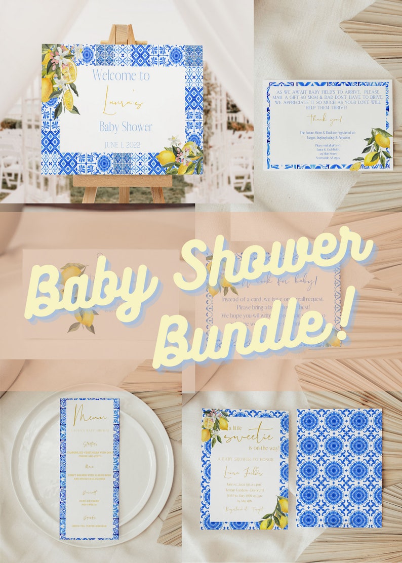 Positano Sweetie Baby Shower Bundle Lemon Baby Shower - Etsy