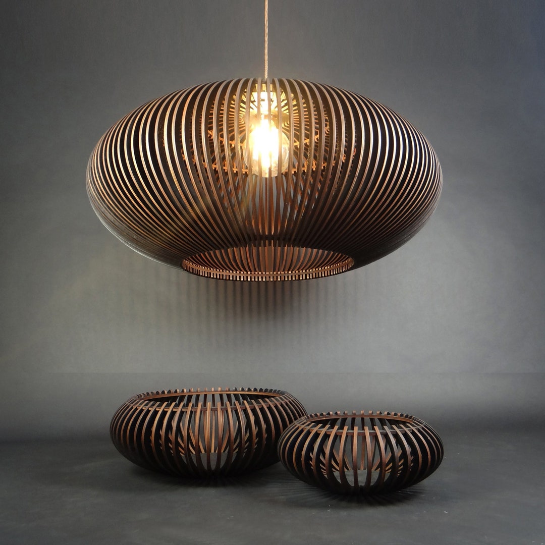 Handcrafted Wooden Pendant Light With Poplar Shade for Modern Living ...