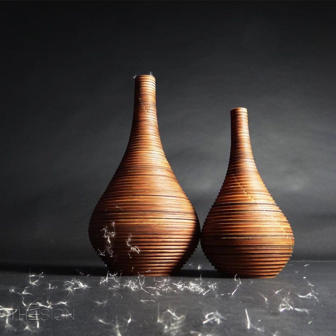 Elegant Wooden Vase With Hidden Bowl Glass Insert | LUXURIA V16 and V24 ...