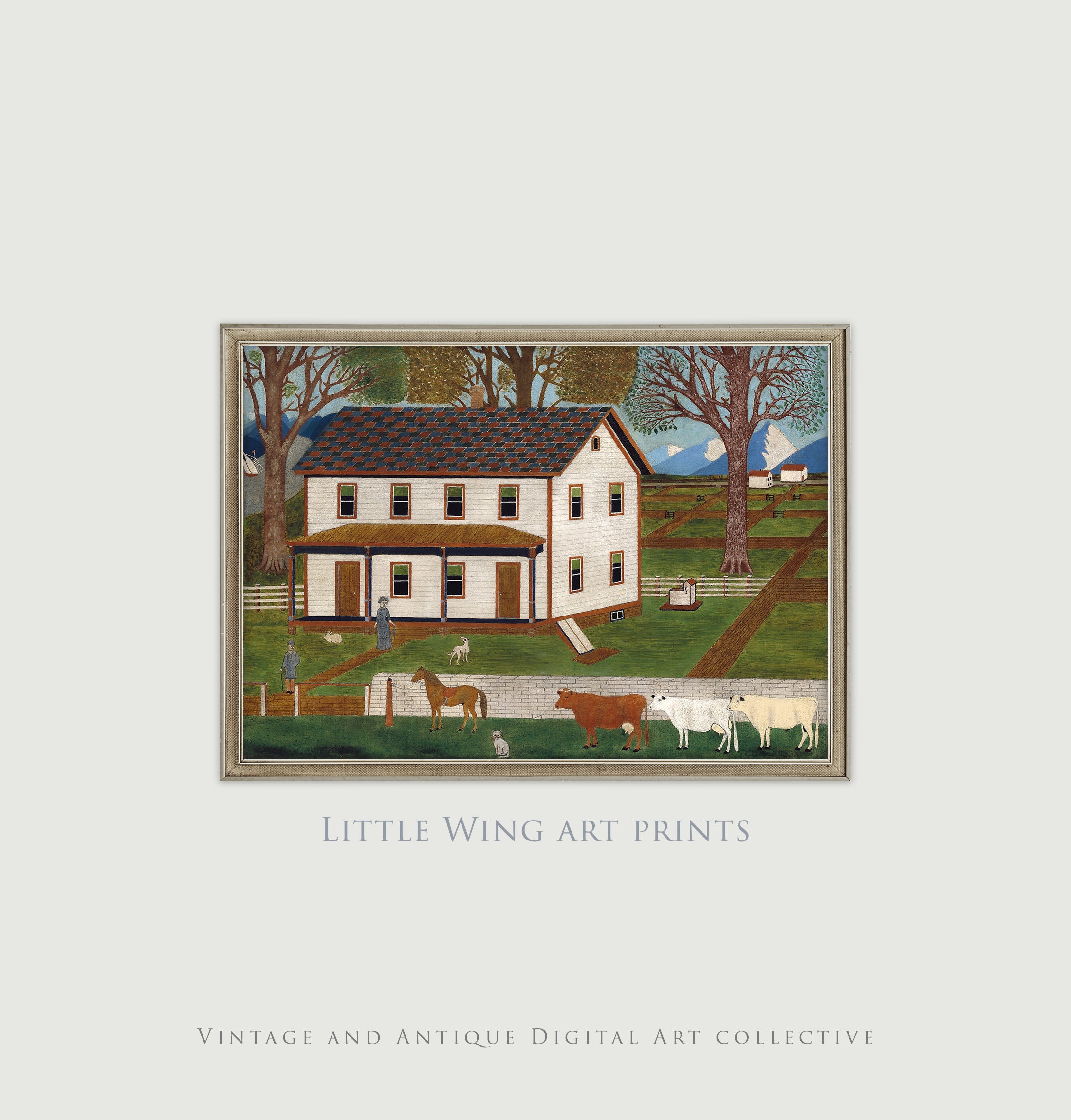 Vintage American Farmhouse Painting | Traditional Folk Art | Rustic ...