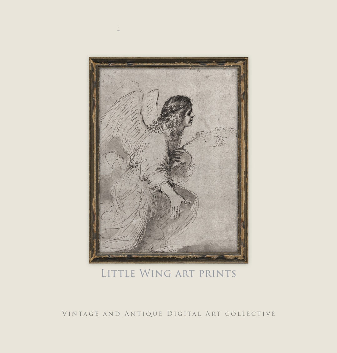 Printable Vintage Art Angel Illustration Guardian Spiritual ...