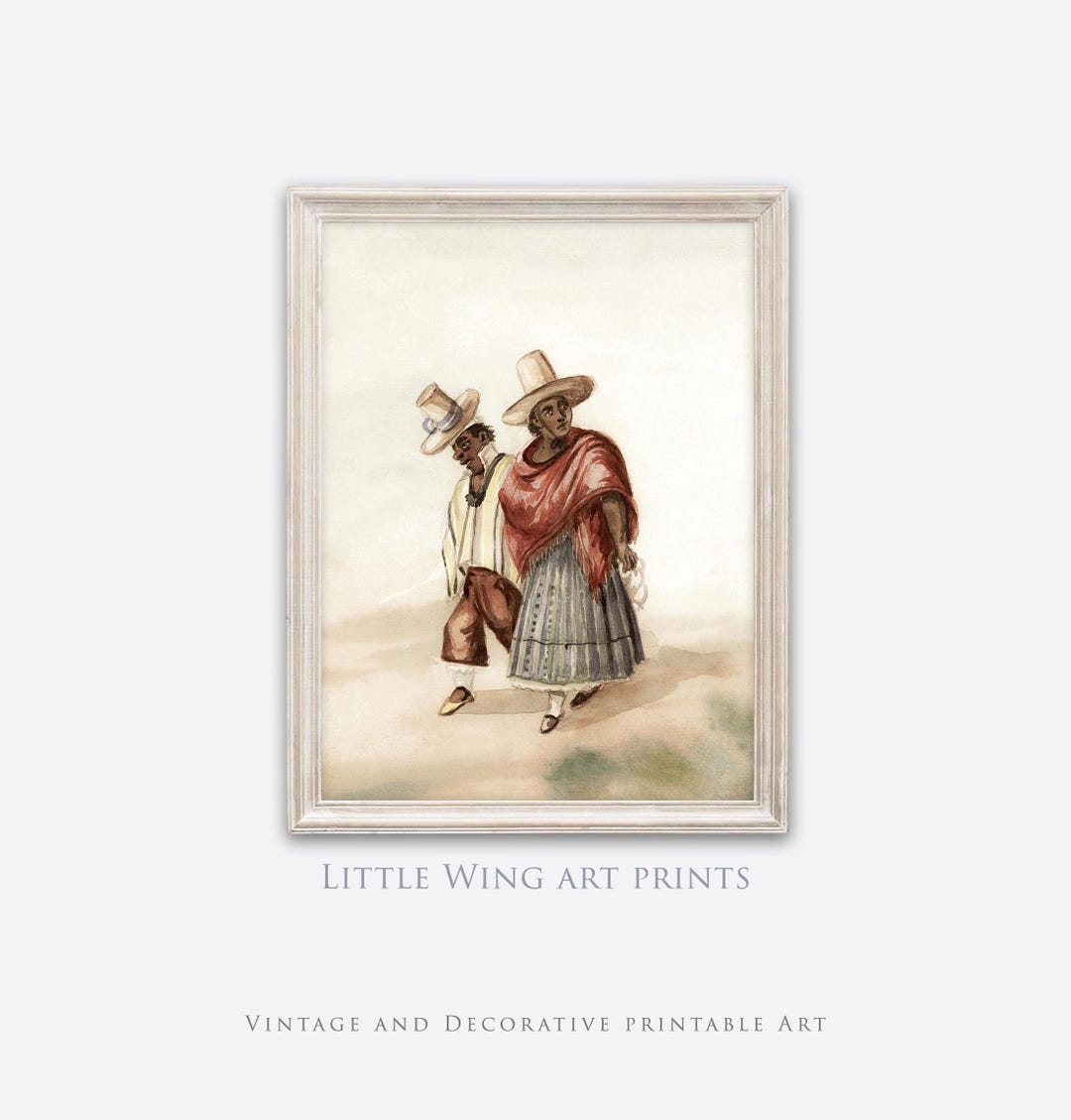Peruvian Watercolor Art Print | 1840s Village Scene (digital Download ...