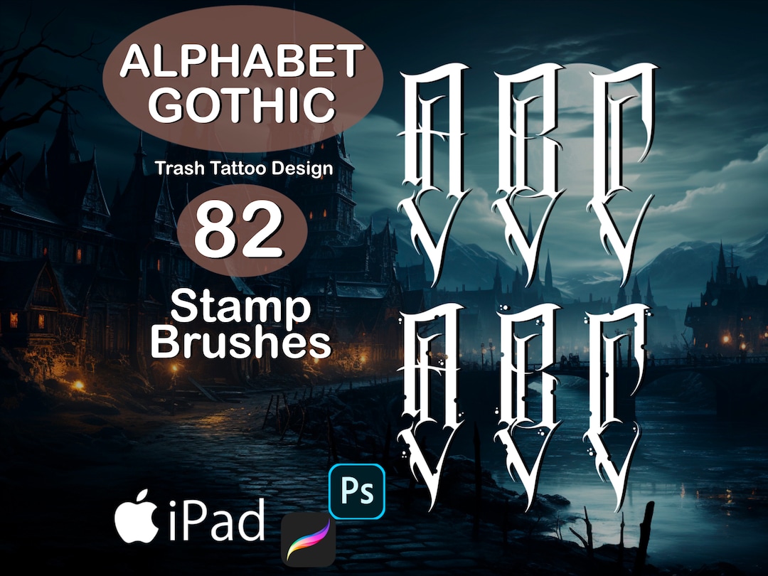 Procreate Alphabet Lettering Trash Tattoo Brush Set - Etsy