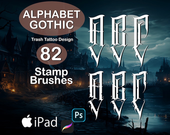 Procreate Alphabet Lettering Trash Tattoo Brush Set - Etsy