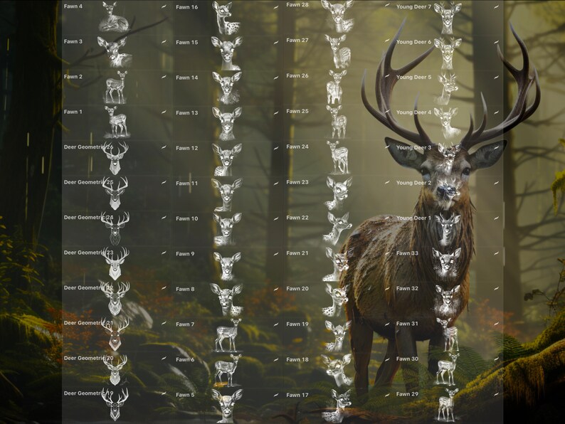 Procreate Deer Doe Fawn Stamp Brush Photoshop - Etsy