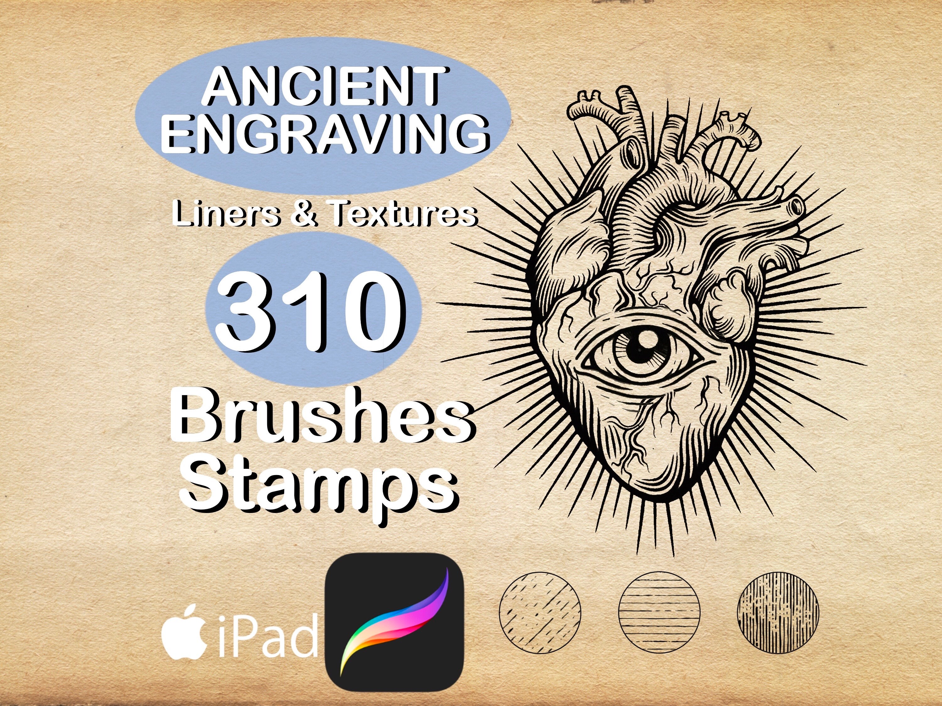 Procreate Engraving Ancient Engraving Vintage Brush Stamps - Etsy
