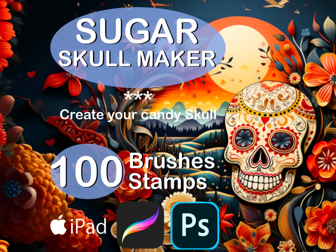 Procreate Skull Sugar Tattoo Brush Set - Etsy