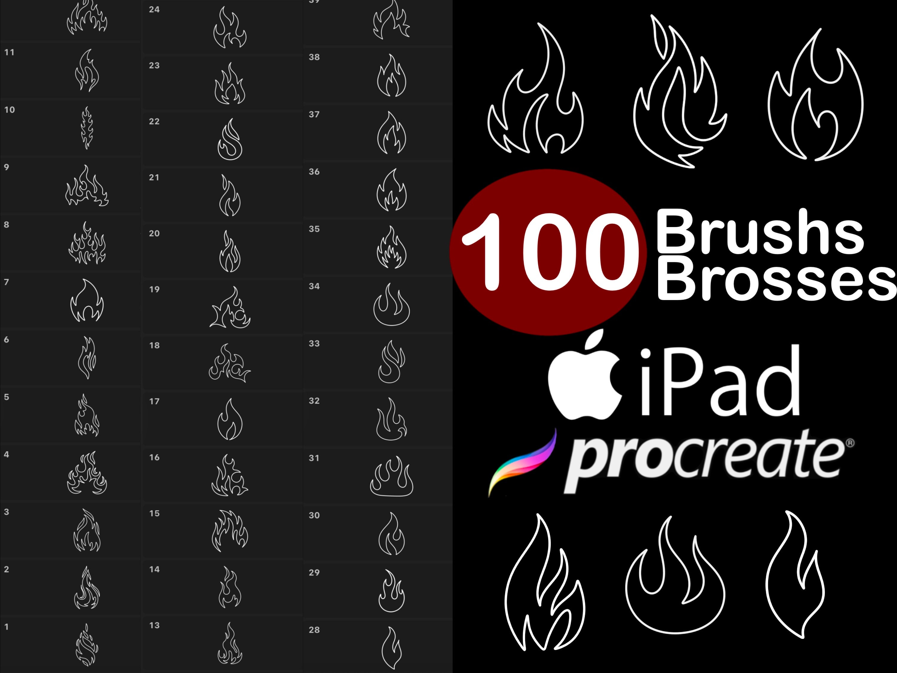 Procreate Flames & Fires Tattoo Brush Set - Etsy