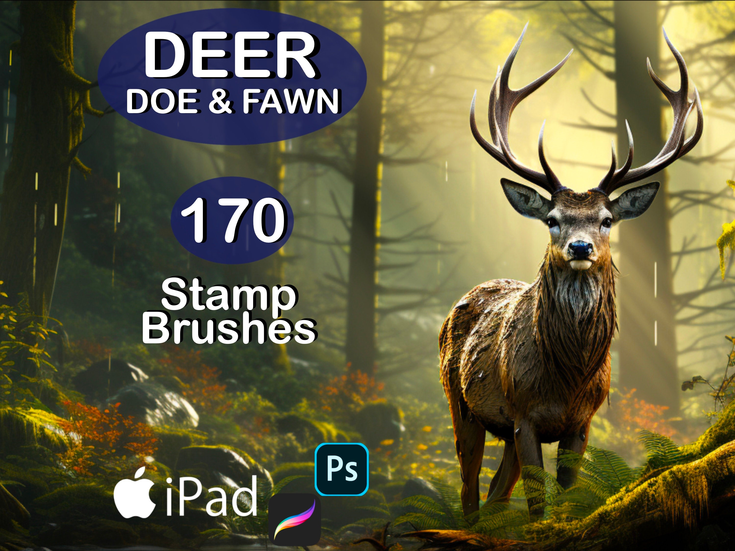 Procreate Deer Doe Fawn Stamp Brush Photoshop - Etsy