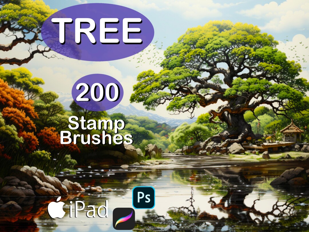 200 Brush Tree Procreate Stamps Photoshop - Etsy