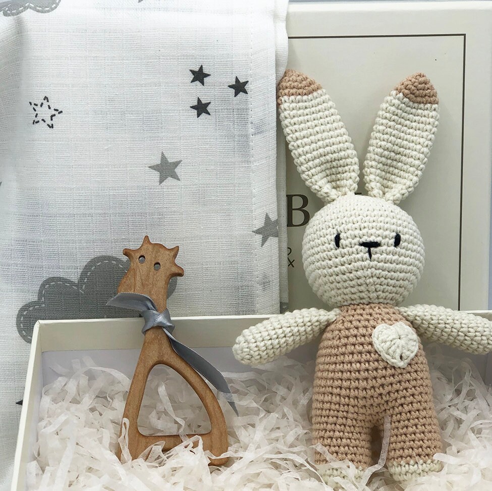 Crochet Rabbit Gift Box Baby Boy Gift Box Newborn Gift New - Etsy