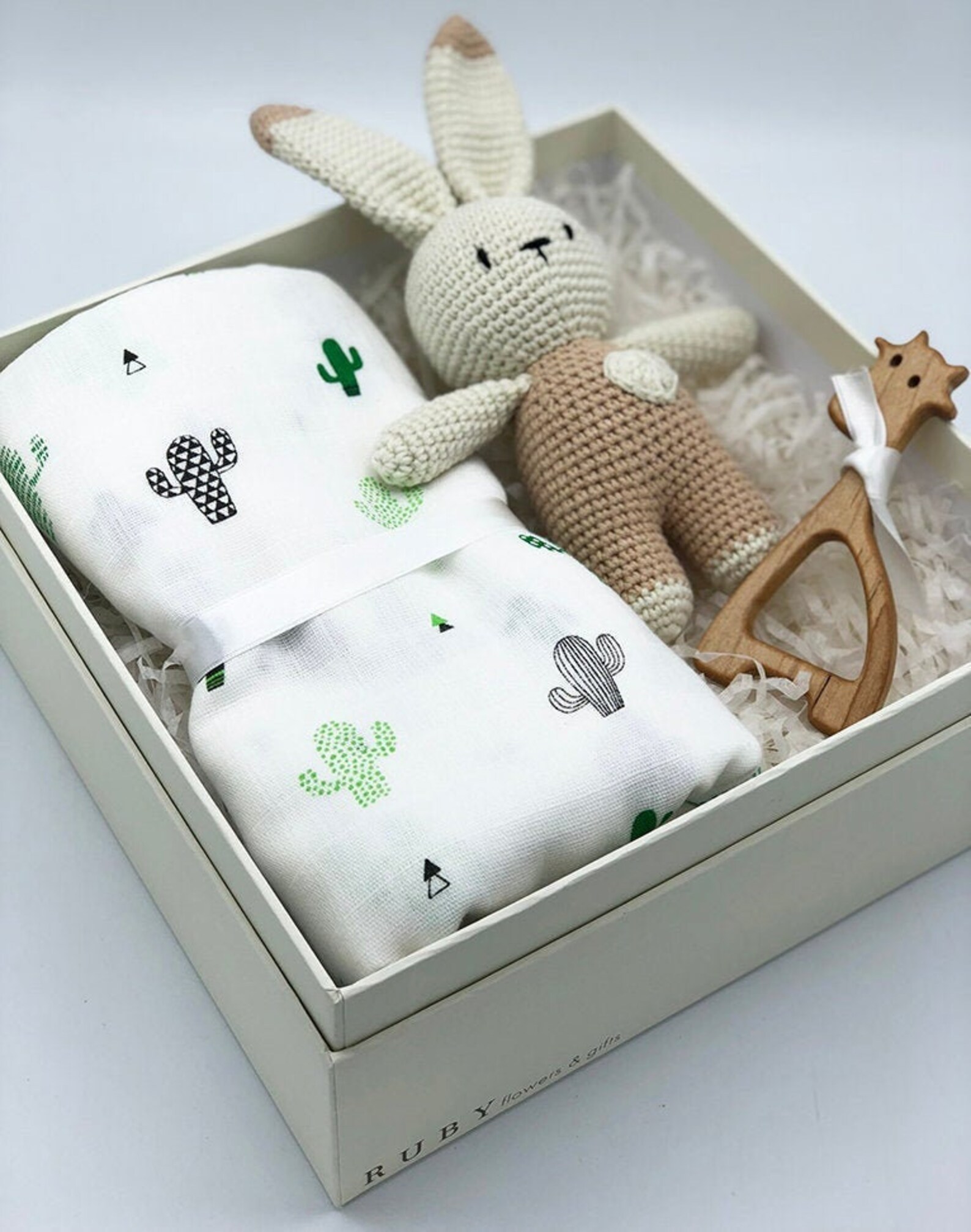 Crochet Rabbit Gift Box, Gender Neutral Baby Gift Box, Newborn Gift ...
